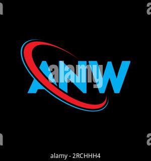 ANW circle letter logo design with circle and ellipse shape. ANW ...