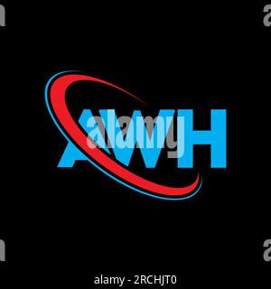 AWH circle letter logo design with circle and ellipse shape. AWH ...