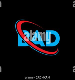 BAD circle letter logo design with circle and ellipse shape. BAD ...