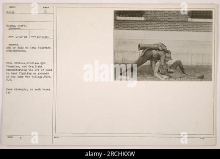 "Mike Gibbons, Middleweight Champion, and Geo. Elake demonstrating hand ...
