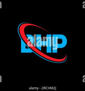 BHP circle letter logo design with circle and ellipse shape. BHP ...