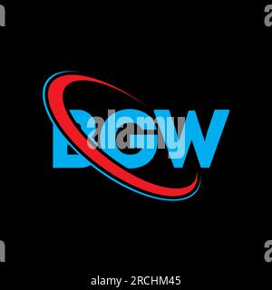 BGW circle letter logo design with circle and ellipse shape. BGW ...