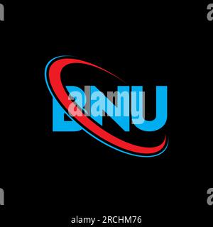 BNU circle letter logo design with circle and ellipse shape. BNU ...