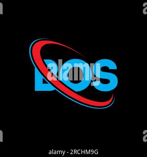 BOS circle letter logo design with circle and ellipse shape. BOS ...