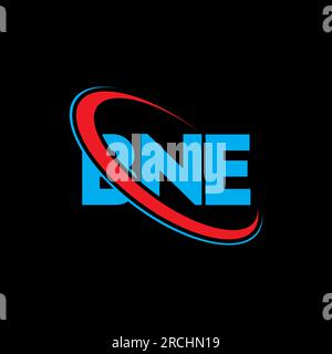 BNE circle letter logo design with circle and ellipse shape. BNE ...