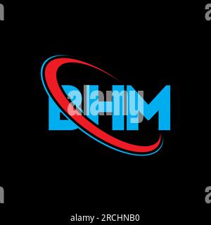 BHM circle letter logo design with circle and ellipse shape. BHM ...