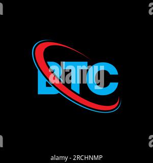 BTC circle letter logo design with circle and ellipse shape. BTC ...