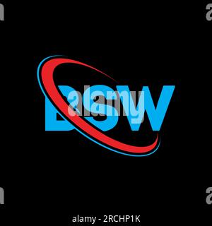 BSW circle letter logo design with circle and ellipse shape. BSW ...