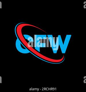 CFW circle letter logo design with circle and ellipse shape. CFW ...