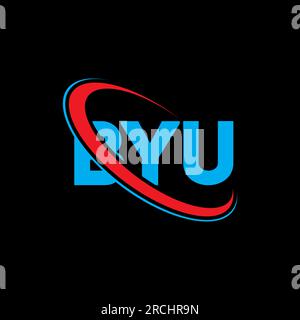 BYU circle letter logo design with circle and ellipse shape. BYU ...