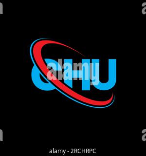 CHU circle letter logo design with circle and ellipse shape. CHU ...