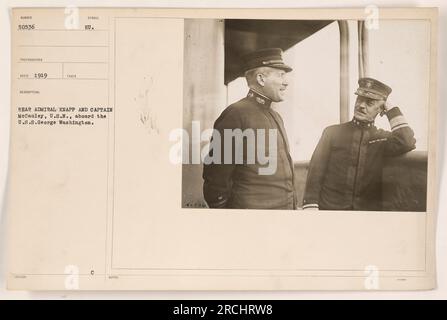 Admiral Knapp and captain McCauley of the U.S. Navy aboard the U.S.S ...