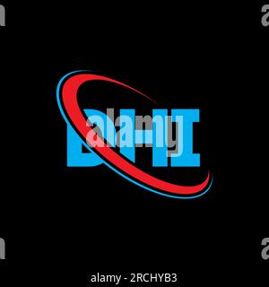 DHI circle letter logo design with circle and ellipse shape. DHI ...