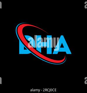 DHA circle letter logo design with circle and ellipse shape. DHA ...