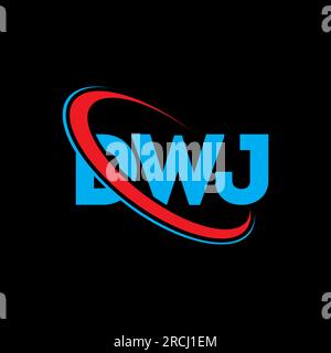 DWJ circle letter logo design with circle and ellipse shape. DWJ ellipse letters with ...