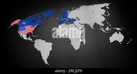 USA in NATO - map and flags - 3D illustration Stock Photo - Alamy