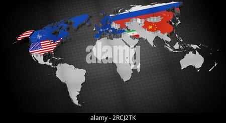 North Korea, NATO and USA flags - 3D illustration Stock Photo - Alamy