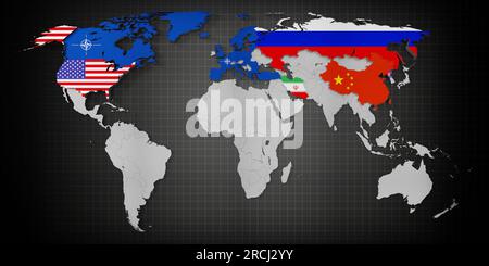 North Korea, NATO and USA flags - 3D illustration Stock Photo - Alamy