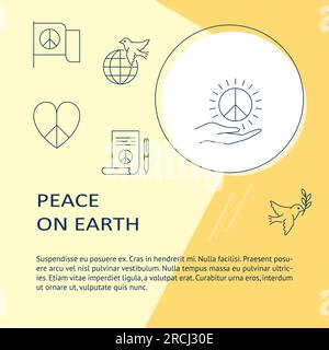 Pacifism poster with peace, love and disarmament symbols. Vector ...