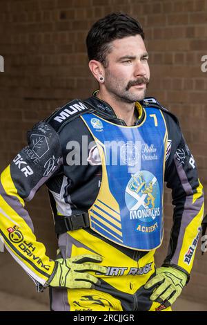 Dayle Wood - Edinburgh Monarchs Academy speedway rider. Action portrait ...