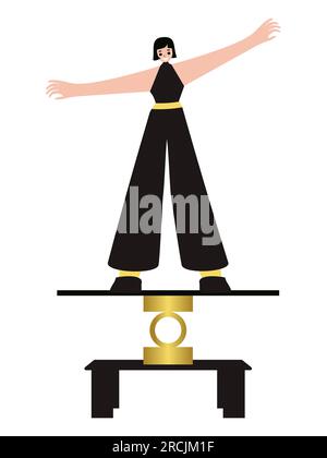 Circus Vector Illustration with Show of Gymnast, Magician, Animal Lion ...