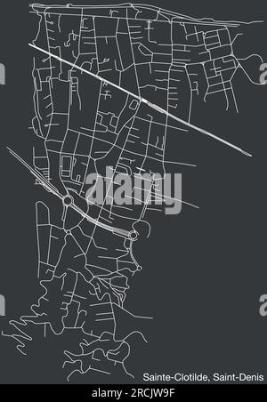 Street roads map of the SAINTE-CLOTILDE QUARTER, SAINT-DENIS (LA ...
