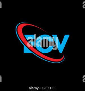 ECV circle letter logo design with circle and ellipse shape. ECV ...