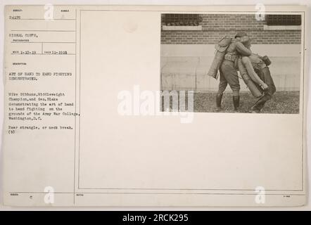 "Mike Gibbons, Middleweight Champion, and Geo. Elake demonstrating hand ...