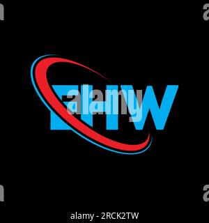EHW circle letter logo design with circle and ellipse shape. EHW ...