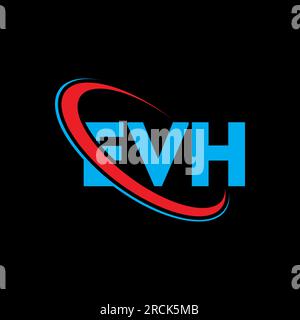 EVH circle letter logo design with circle and ellipse shape. EVH ...