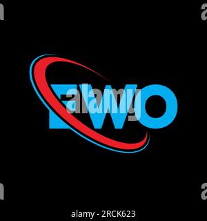 EWO circle letter logo design with circle and ellipse shape. EWO ...