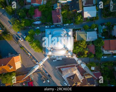 Kilyos Merkez Camii Mosque aerial view in historic town center of ...