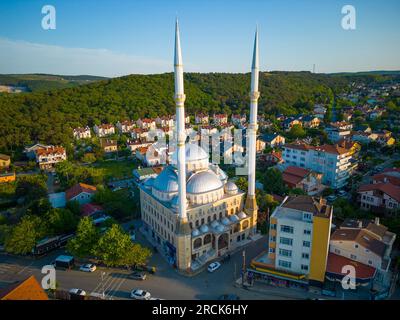 Kilyos Merkez Camii Mosque aerial view in historic town center of ...