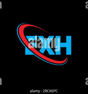 EXH circle letter logo design with circle and ellipse shape. EXH ...