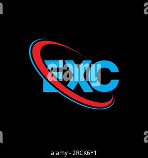 EXC circle letter logo design with circle and ellipse shape. EXC ...