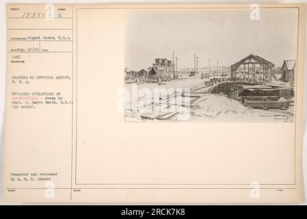 Color drawing by Capt. J. Andre Smith, E.R.C., depicting a view of ...