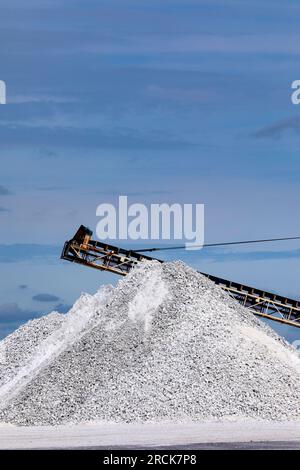 Large mounds of calcium carbonate derived from natural marble rock ...