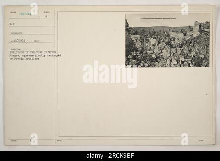 Town of Missy, France, destroyed by French artillery during World War ...