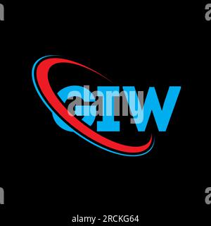 GIW circle letter logo design with circle and ellipse shape. GIW ...