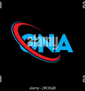 GNA circle letter logo design with circle and ellipse shape. GNA ...