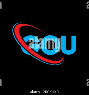 GOU circle letter logo design with circle and ellipse shape. GOU ...