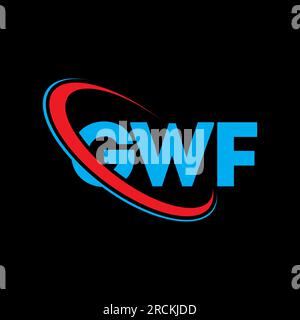 GWF circle letter logo design with circle and ellipse shape. GWF ellipse letters with ...