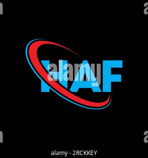 HAF circle letter logo design with circle and ellipse shape. HAF ...