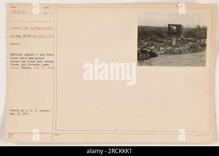 American troops captured a German 77 millimeter gun near Mont St. Fore ...