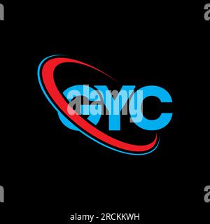 GYC circle letter logo design with circle and ellipse shape. GYC ...