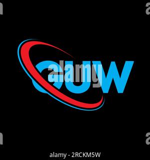 GUW circle letter logo design with circle and ellipse shape. GUW ...