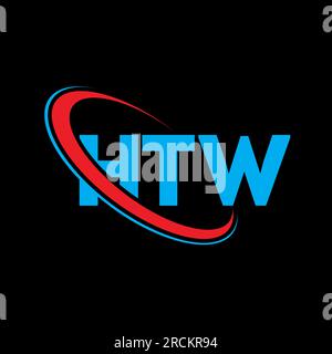 HTW circle letter logo design with circle and ellipse shape. HTW ...