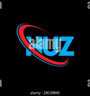 HUZ circle letter logo design with circle and ellipse shape. HUZ ...
