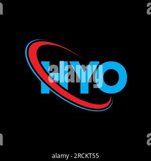 HYO circle letter logo design with circle and ellipse shape. HYO ...