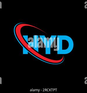 HYD circle letter logo design with circle and ellipse shape. HYD ...